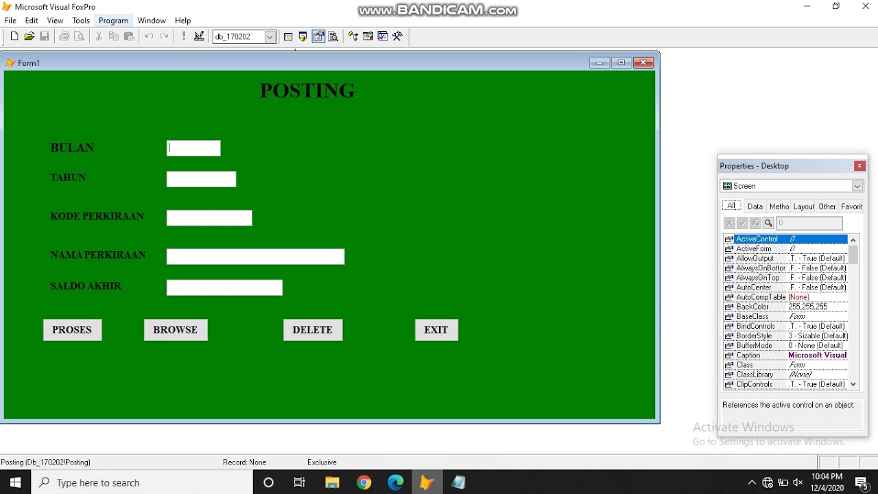 Program Sistem Informasi Akuntansi dengan Microsoft Visual Foxpro