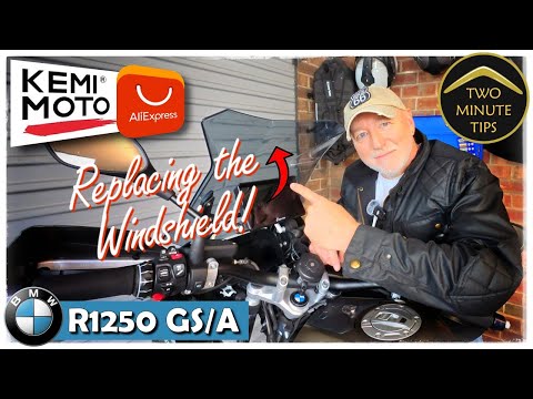 Replacing the Windshield / Windscreen BMW R1250 GS & A // Kemi Moto AliExpress - Two Minute Tips
