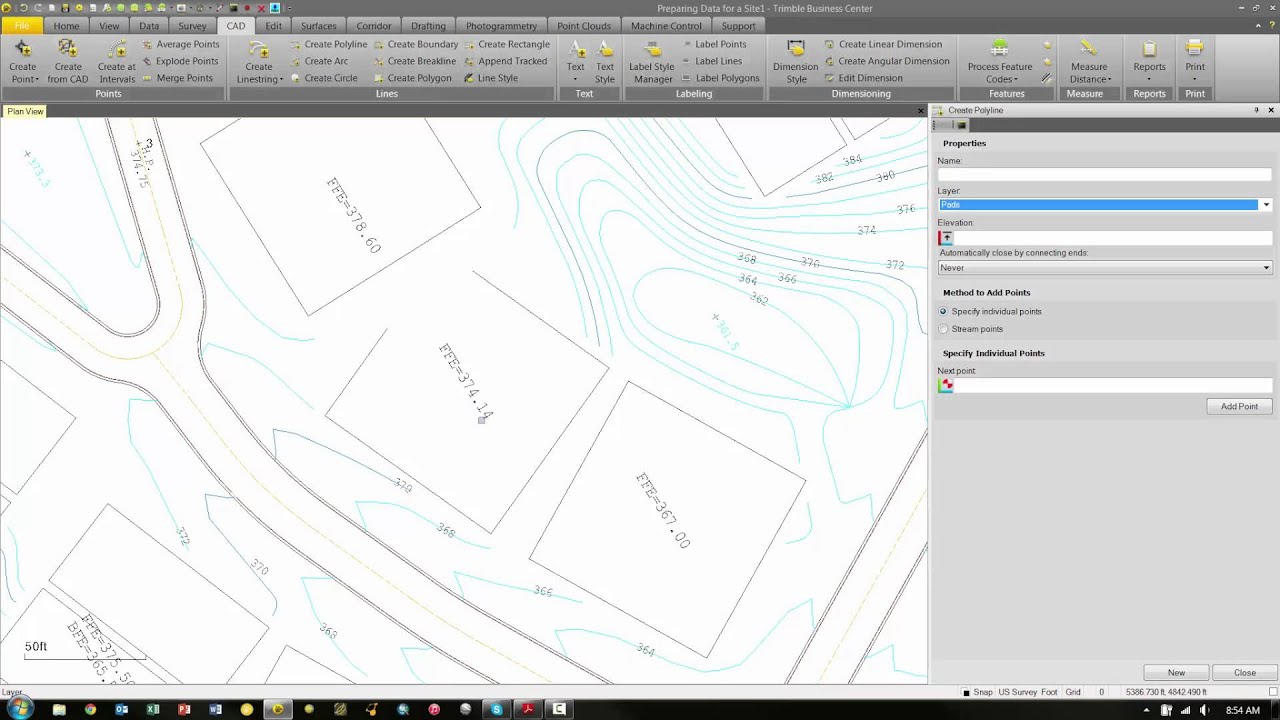 Move objects and create polyline