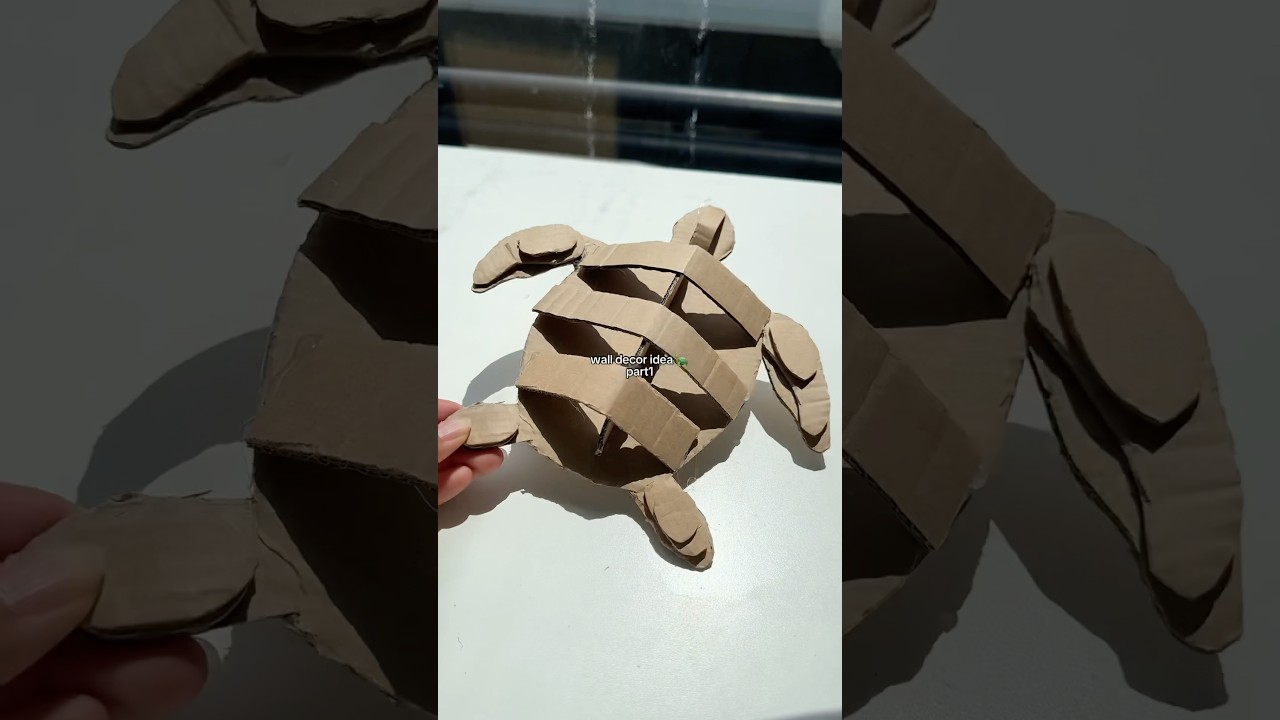diy turtle wall decor idea🐢🤎 part 1 #craft #cardboardcraft #turtle #giftidea #diy #handmade