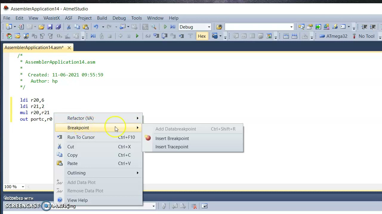 microcontroller-assembly program for multiplication using Atmel studio