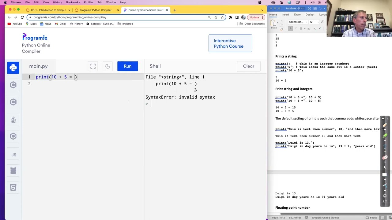 Python 2   print function - printing numbers