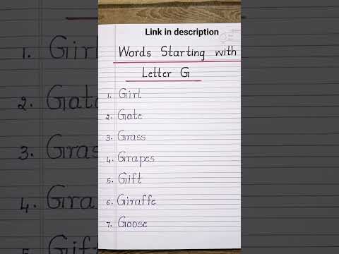 Words Starting with Letter G