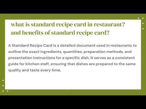 Chef skill Assessment sessions Questions and Answers || what is standard recipe card