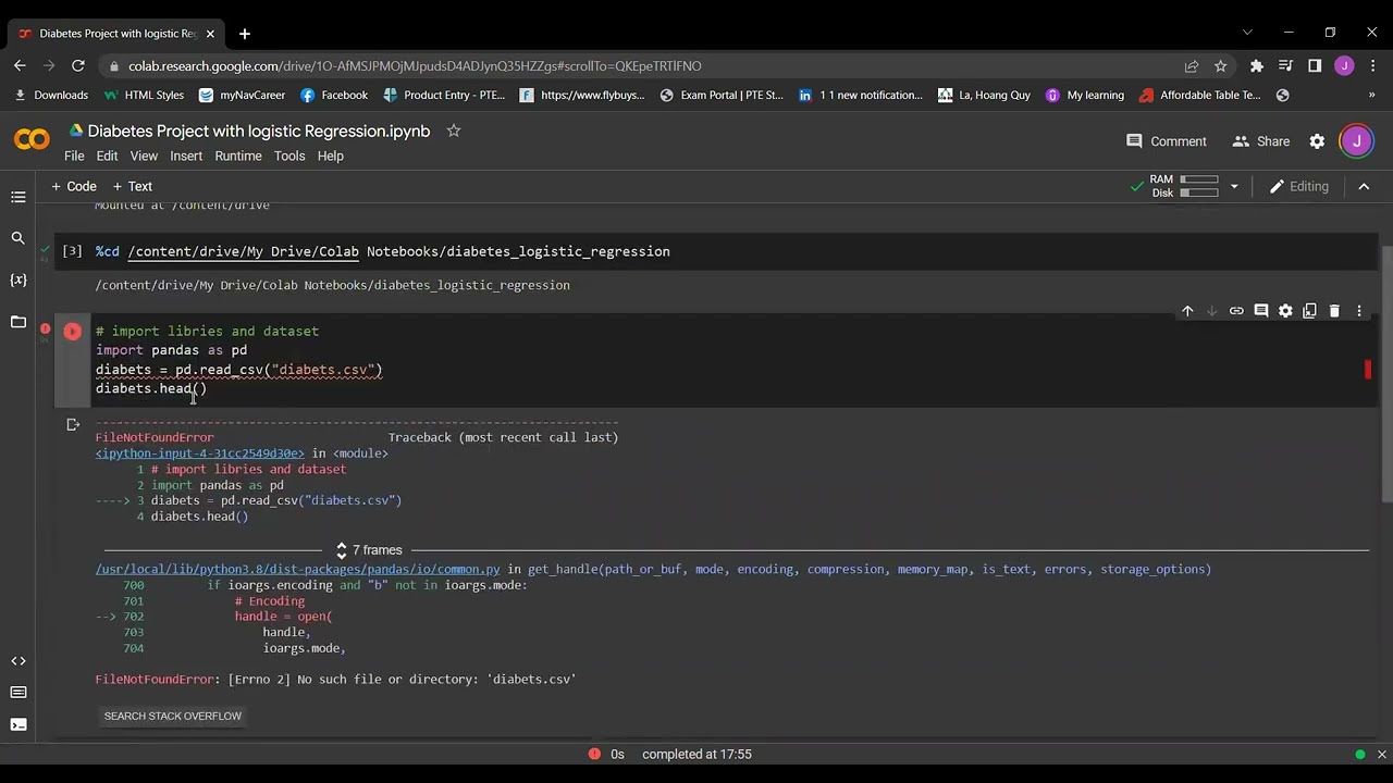 Diabetes project implementation with Logistic Regression in Python