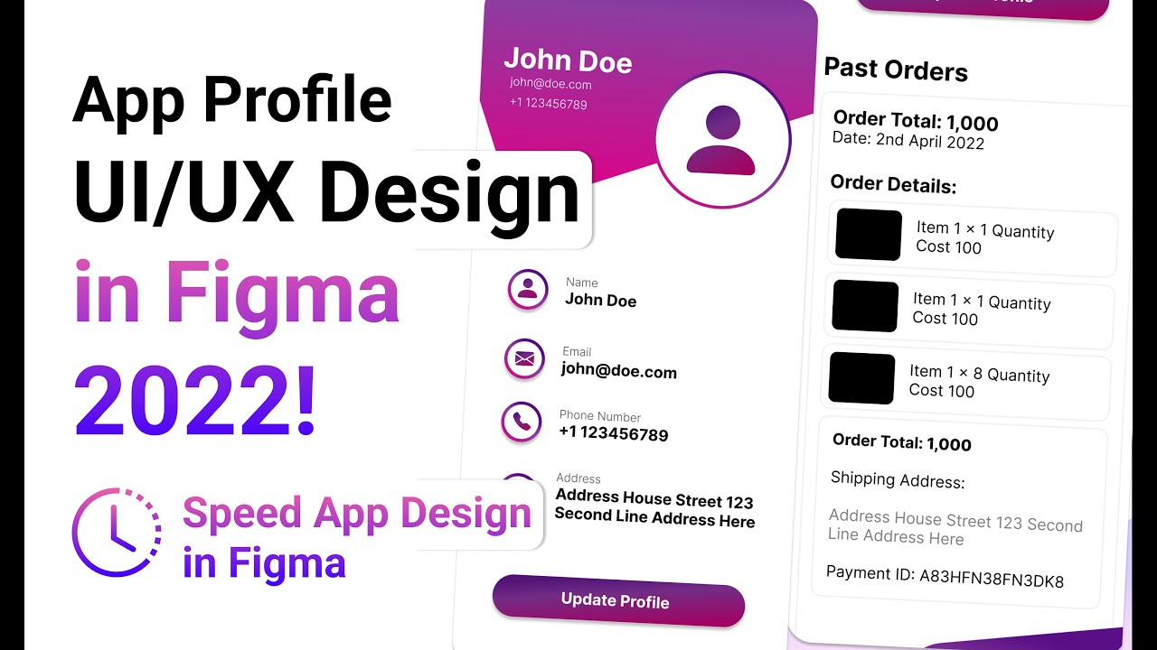 Beautiful User Profile App Design in Figma for 2022 | Speed Design #UIUX #UIDesign #Mockup #Gradient