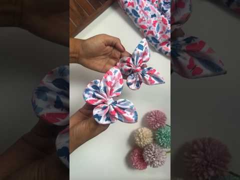 Baby butterfly 🦋 hair clip printed silk satin fabric ❤️ #trending #youtubeshorts #bow #butterfly