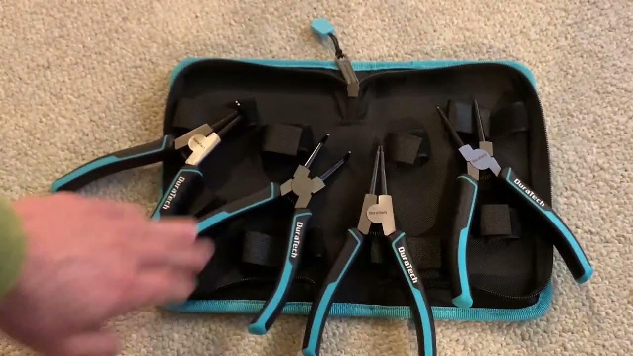 DuraTech 4 PCS Snap Ring Pliers Set, 7 Inch Heavy Duty Internal & External Circlip Pliers Kit