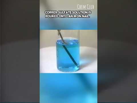 copper sulfate solution is poured onto an iron nail #uraniummining #chemistry #experiment