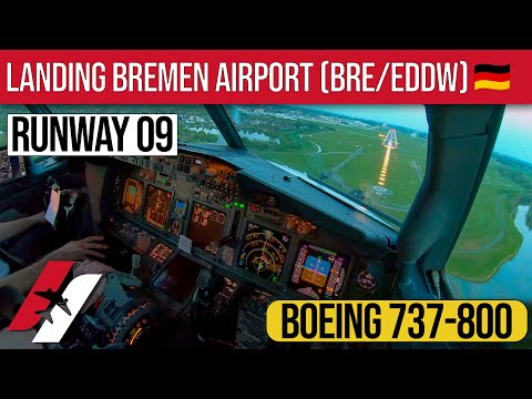 Landing in Bremen (BRE/EDDW) Boeing 737-800 Cockpit View [4K]