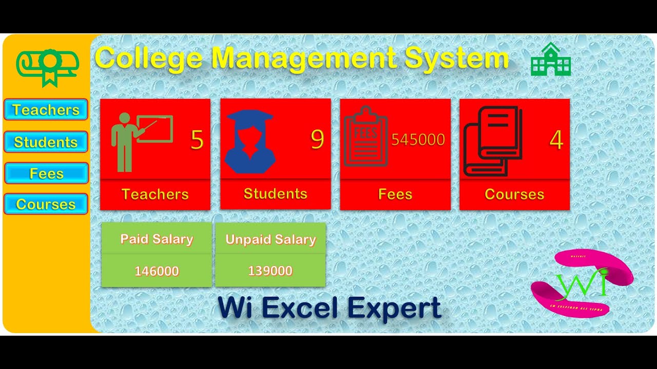 College management system in Excel