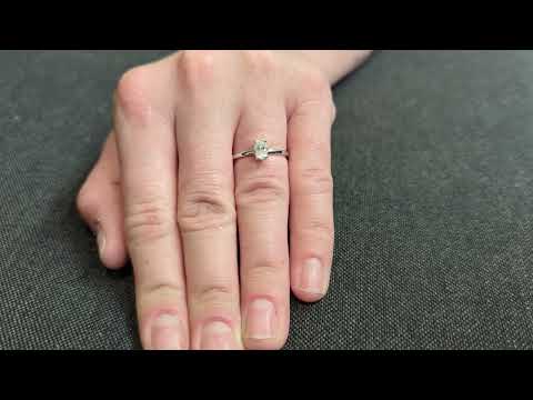 0.5ct Oval Lab Diamond Solitaire Engagement Ring | 14K White Gold Moissanite Hidden Halo Ring