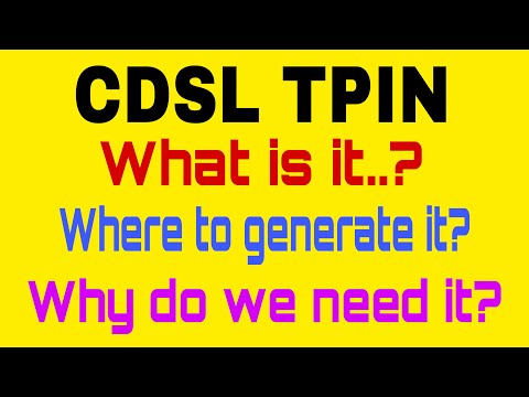 What is CDSL TPIN ? | Why do we need it ? | Where to find it or how to generate?