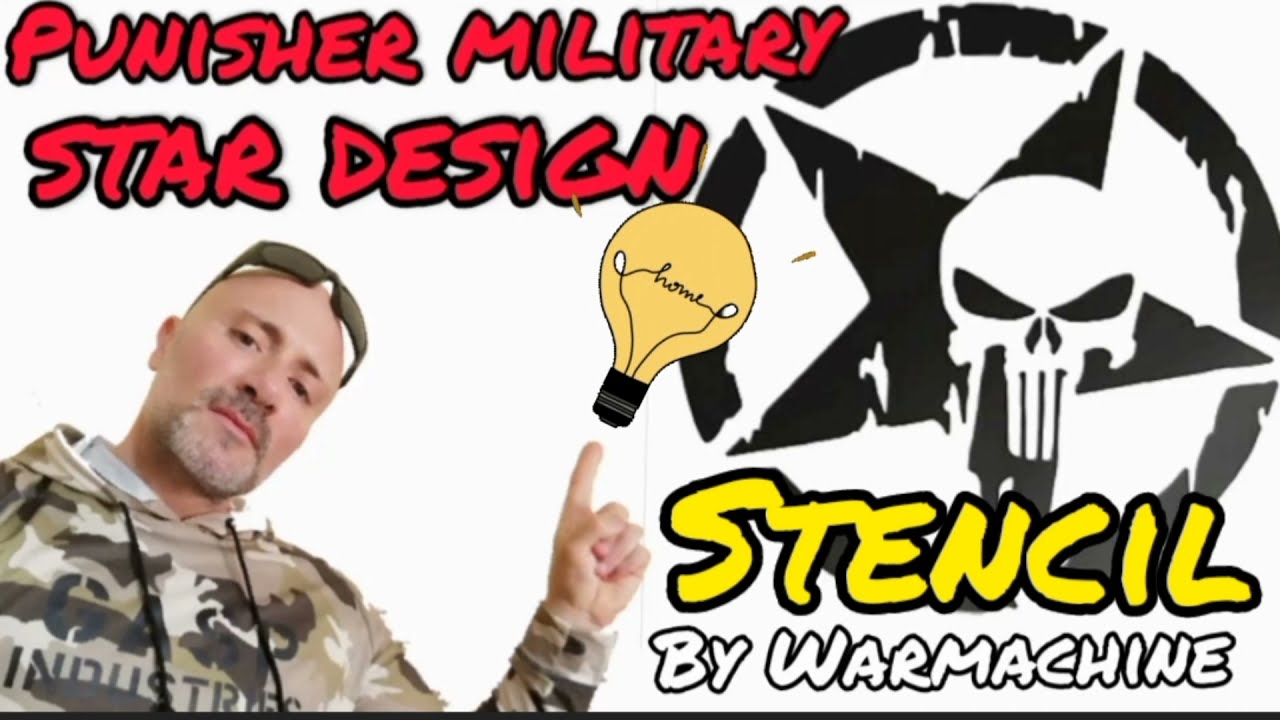 Stencil Punisher Military Star, by Warmachine Bodybuilding