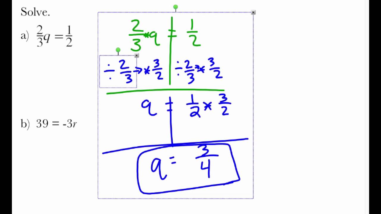Algebra: 2-2 Solving One-Step Equations