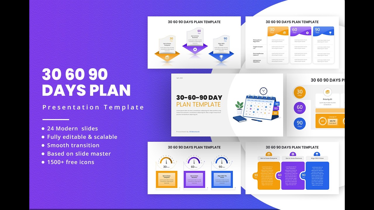 Animated 30-60-90 Days Plan Presentation Template | Strategic Planning Slides