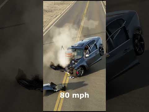 Volvo S60 T6 R-Design vs Bollard - BeamNG.Drive #shorts