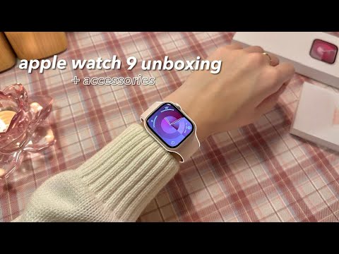 apple watch series 9 (pink) aesthetic unboxing âī¸đ | accessories + setup