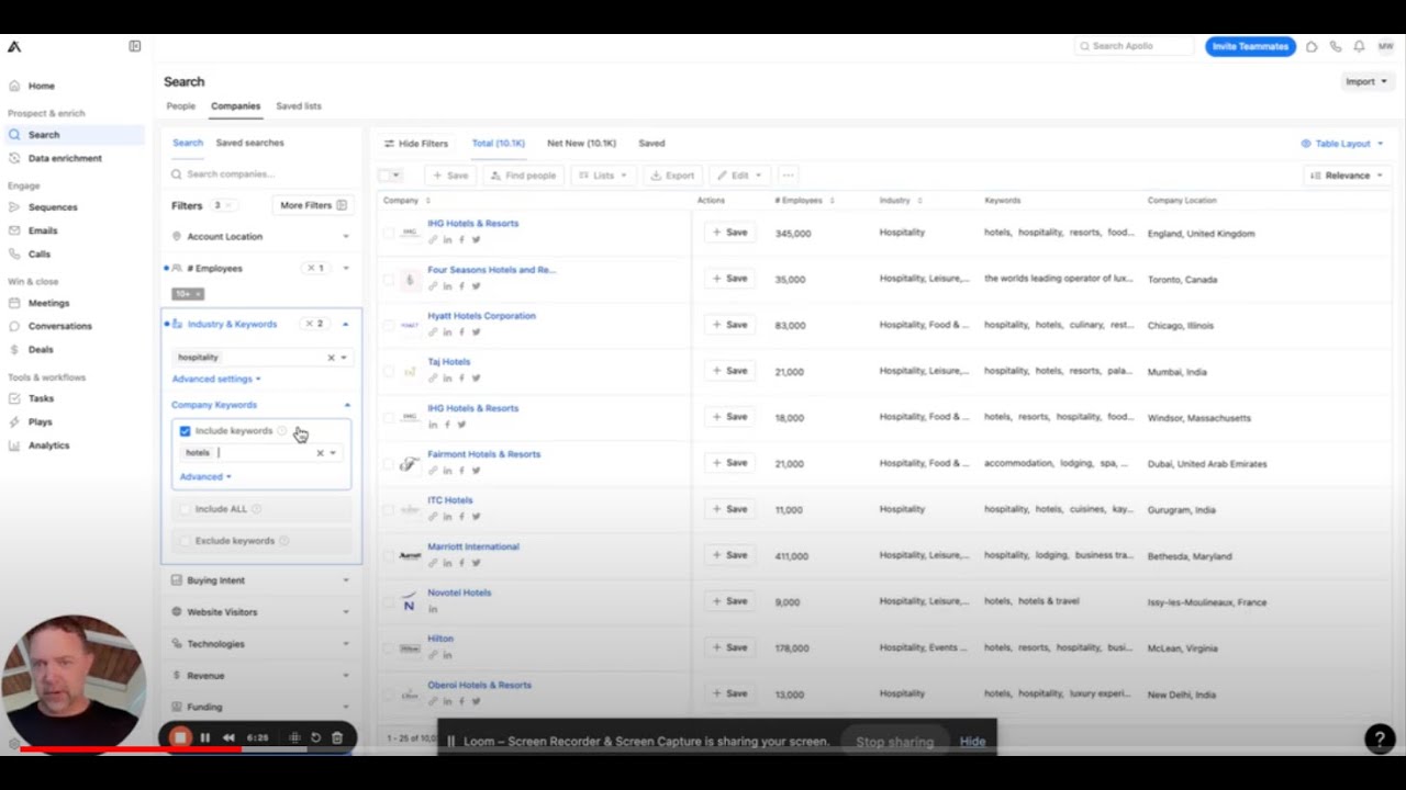 Example Apollo.io Setup for Linens N Love