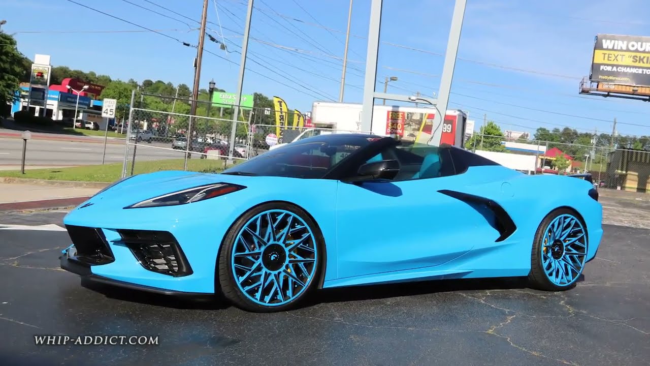 Light Blue Corvette Hexis Super Chrome Light Blue Gloss WrapGear