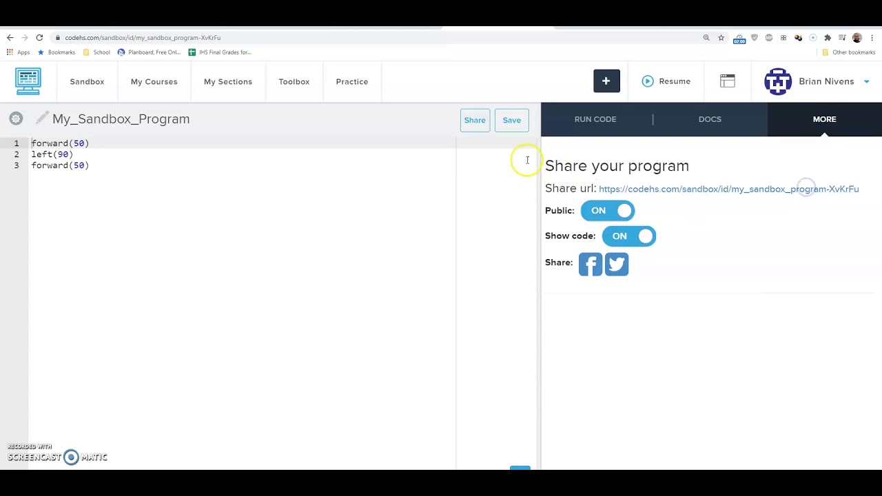 Create Submit Sandbox CodeHS