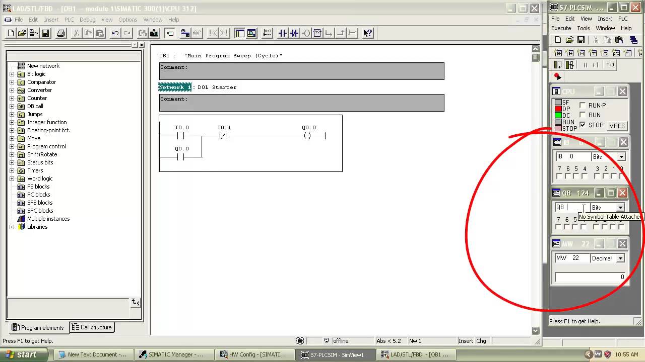 Tutorial of Siemens Step 7 PLC programming using simatic manager: DOL Starter
