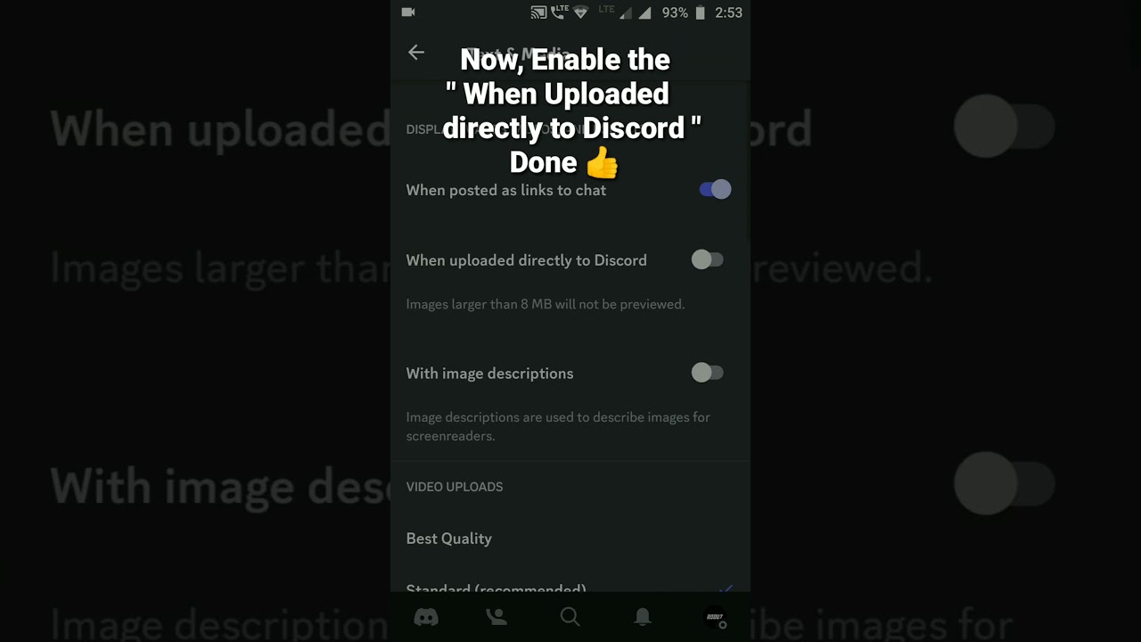 How to enable Display Images & Video When  Uploaded directly to Discord ⏫ in Discord Mobile #roduz