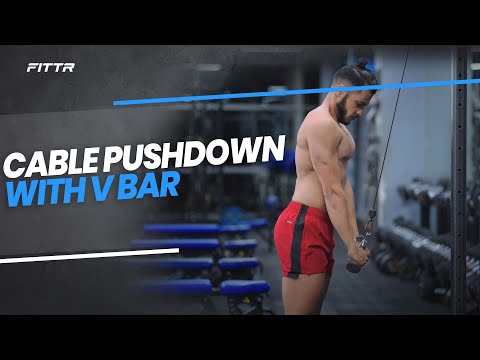 How To Do Cable Pushdown (with V-bar) | Exercise Video