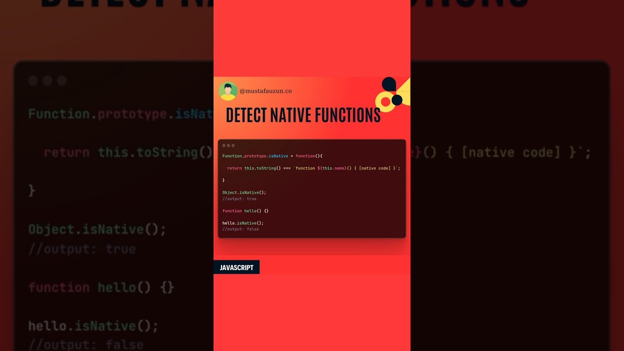 Javascript, Detect Native Functions #javascript