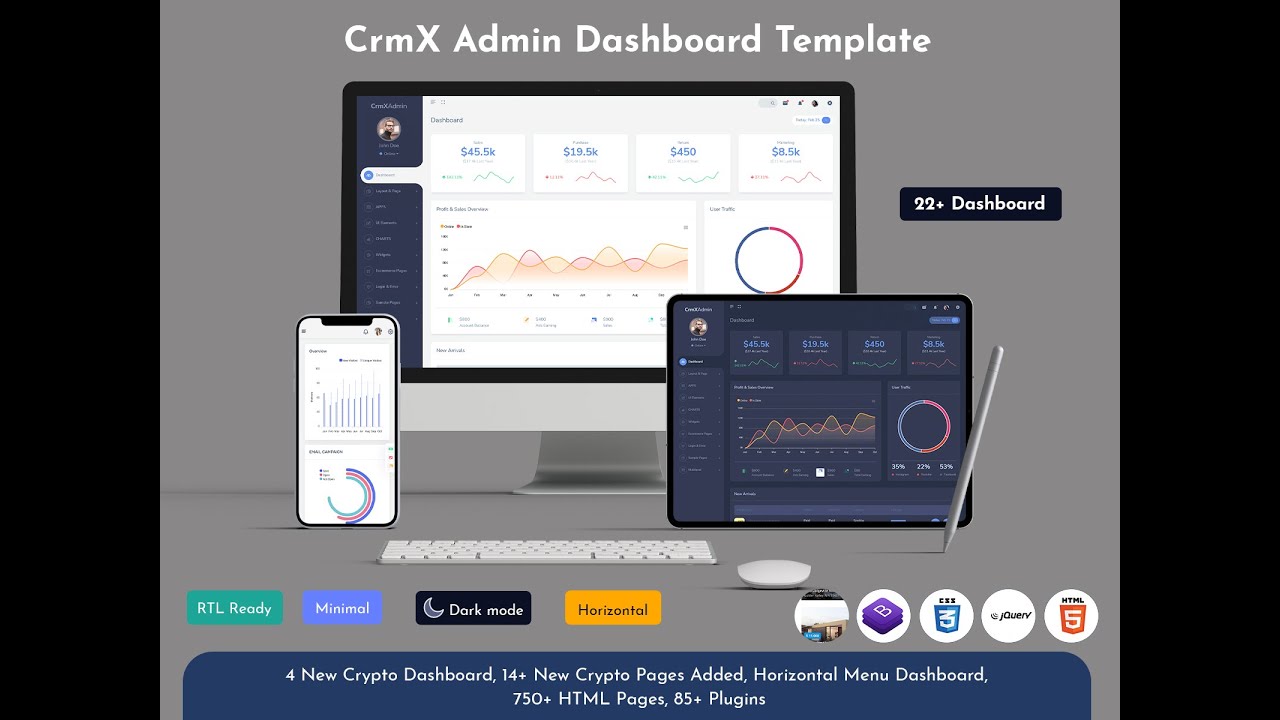 Most Responsive CRM Platform Dashboard Template – CrmX
