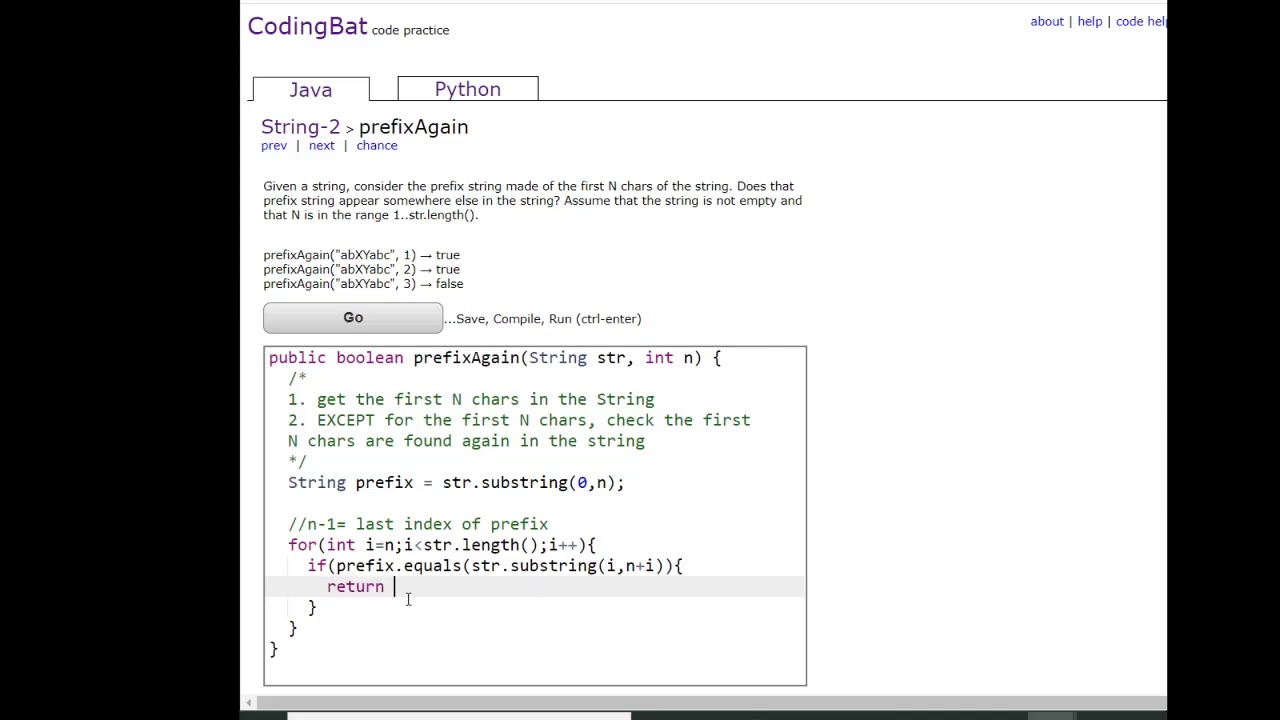 String-2(prefixAgain) Java Tutorial || Codingbat.com