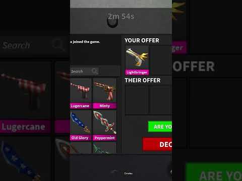 Giving away the lightbringer godly gun to a fan in murder mystery 2 (Roblox mm2)