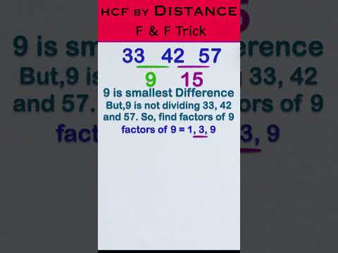 HCF of 33, 42, 57 / HCF by distance/ F & F Trick / #shorts #h.c.f #hcf #viral #hcf_lcm  #publicmaths
