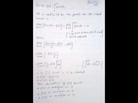 Morera's Theorem [Complex Analysis] M.sc (sem-1)