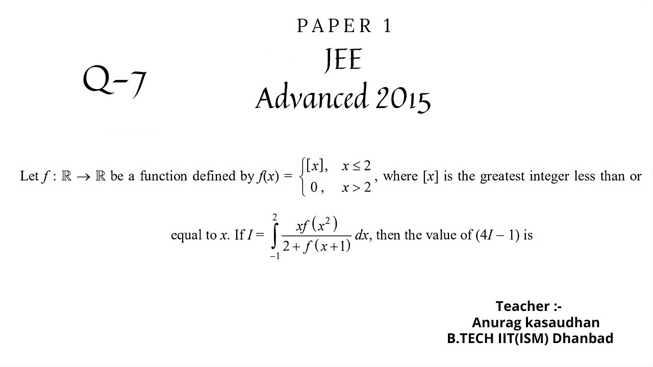 JEE Advanced 2015 Math Paper 1 (Q 7) solution | IIT JEE Maths | #jeeadvanced2015 #projecteducation