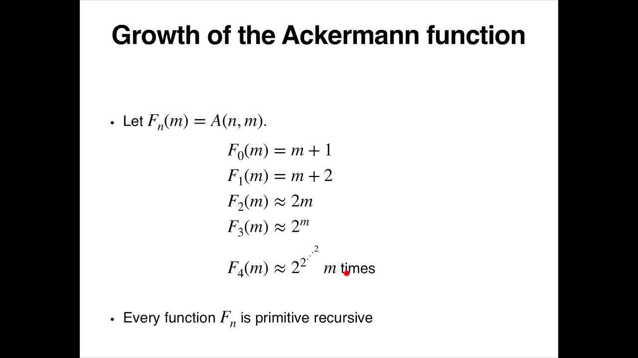 Math 557 – The Ackermann function