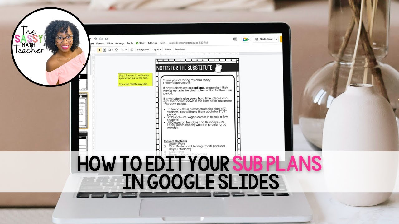 How to Edit Up Your Editable Sub Plan Template in Google Slides