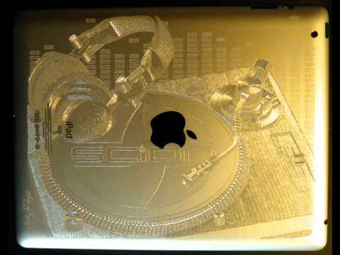 Hand Engraved iPad (DJ Turntable Design) #8 of 12, by artist: Shawn Lisjack (Exotic Engravings)