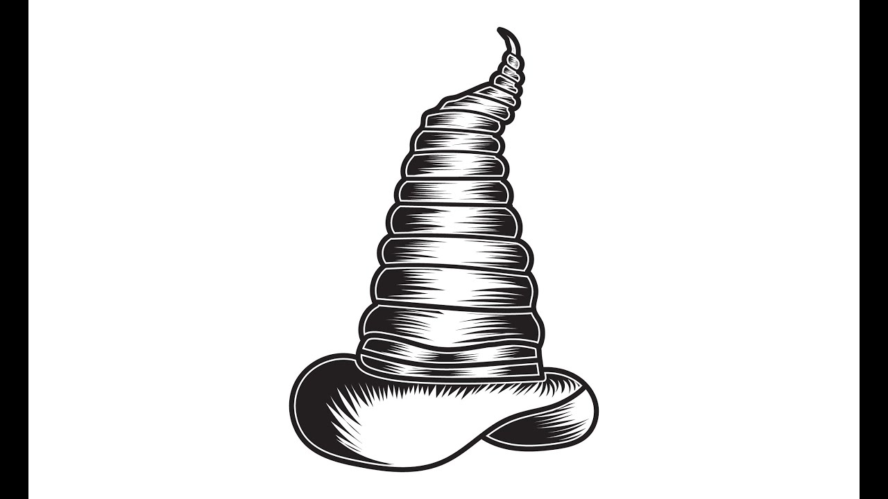witch hat vector illustration design black and white / witch hat vector design adobe illustrator
