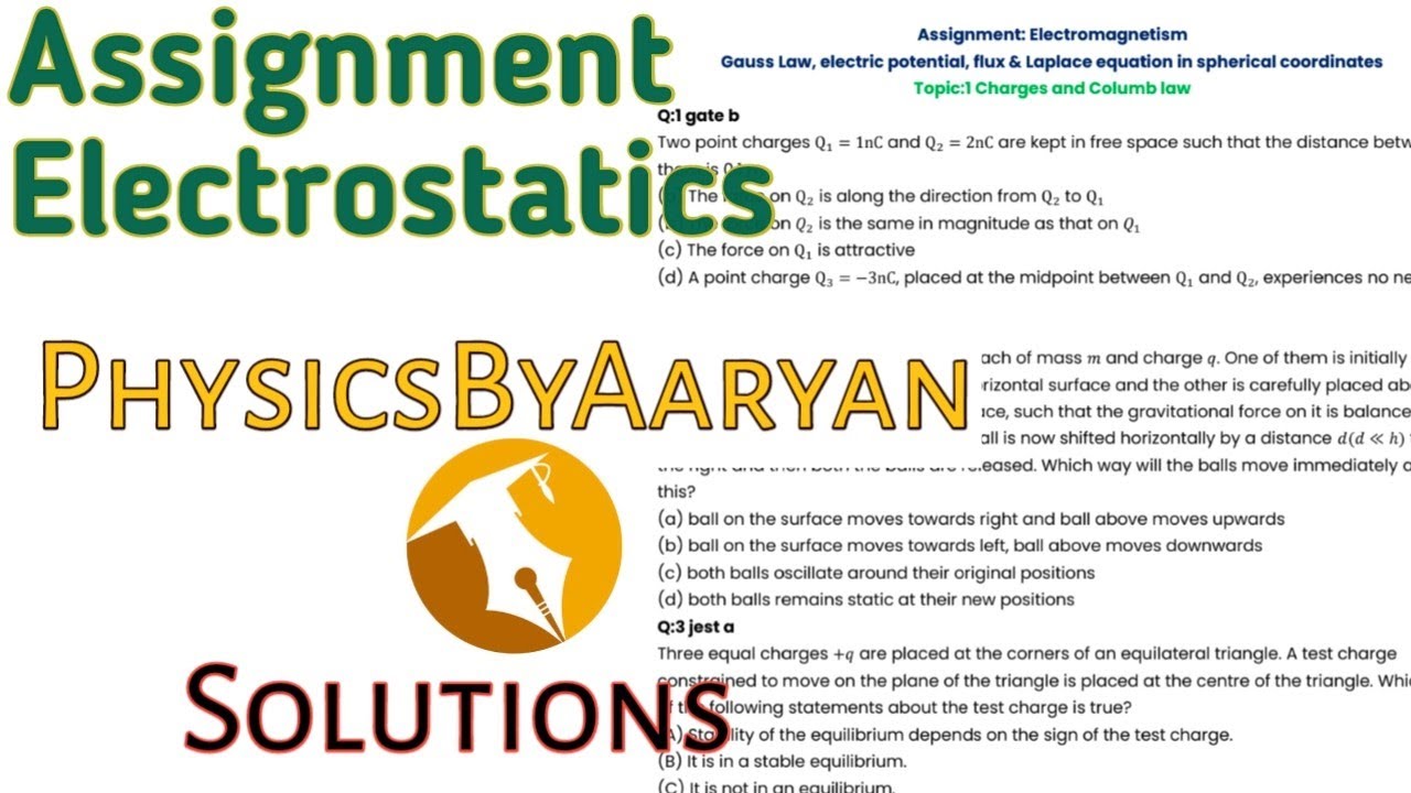Electrostatics Assignment 1 GATE JEST PYQs Solutions PDF #physicsByAryaan #gate #jest 