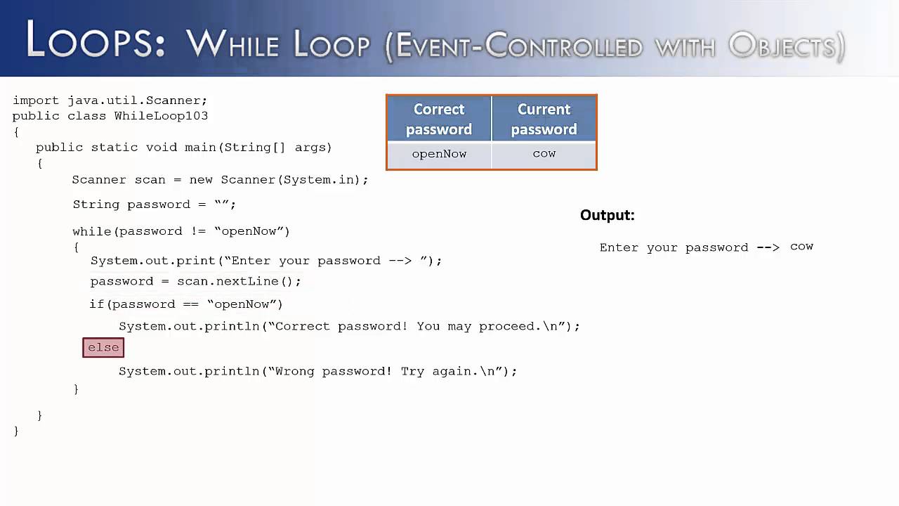 Loops Part 7: While Loops Event-Controlled with Objects (Java)