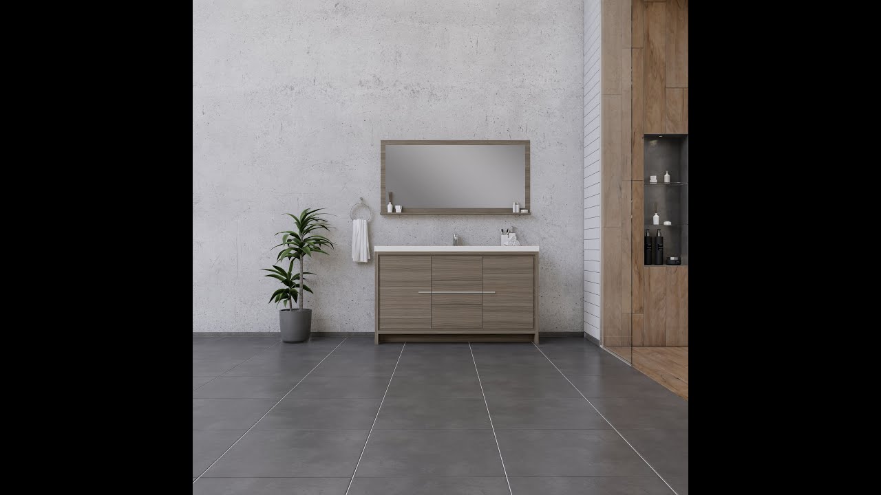 Alya Bath - Sortino 60 Inch Single Bathroom Vanity in Gray