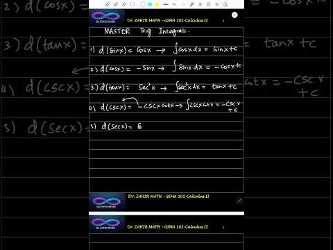 Shorts- GSMA 102- Calculus II - Master Trig Integrals less tha 2 Minutes