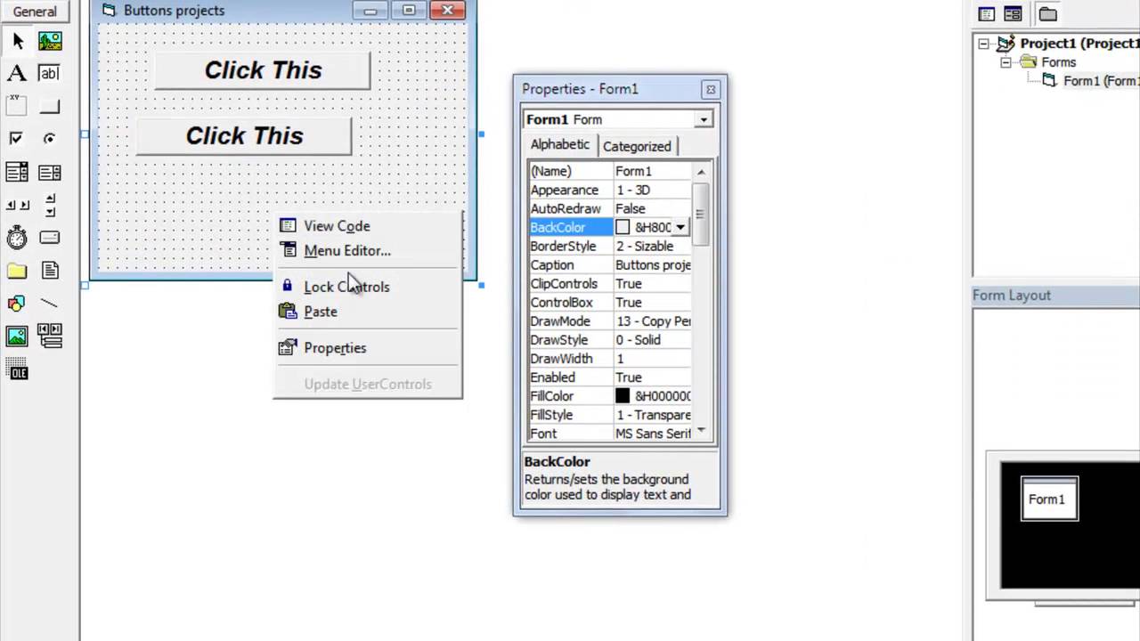How to add Buttons in Visual Basic 6 0