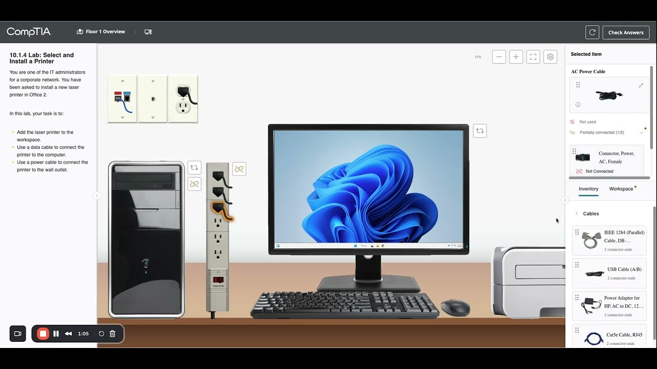 10.1.4 Lab  Select and Install a Printer