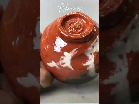 CHAWAN Raku-ware red bowl signed box Japan antique tea ceremony pottery[Y6628]#shorts #pottery