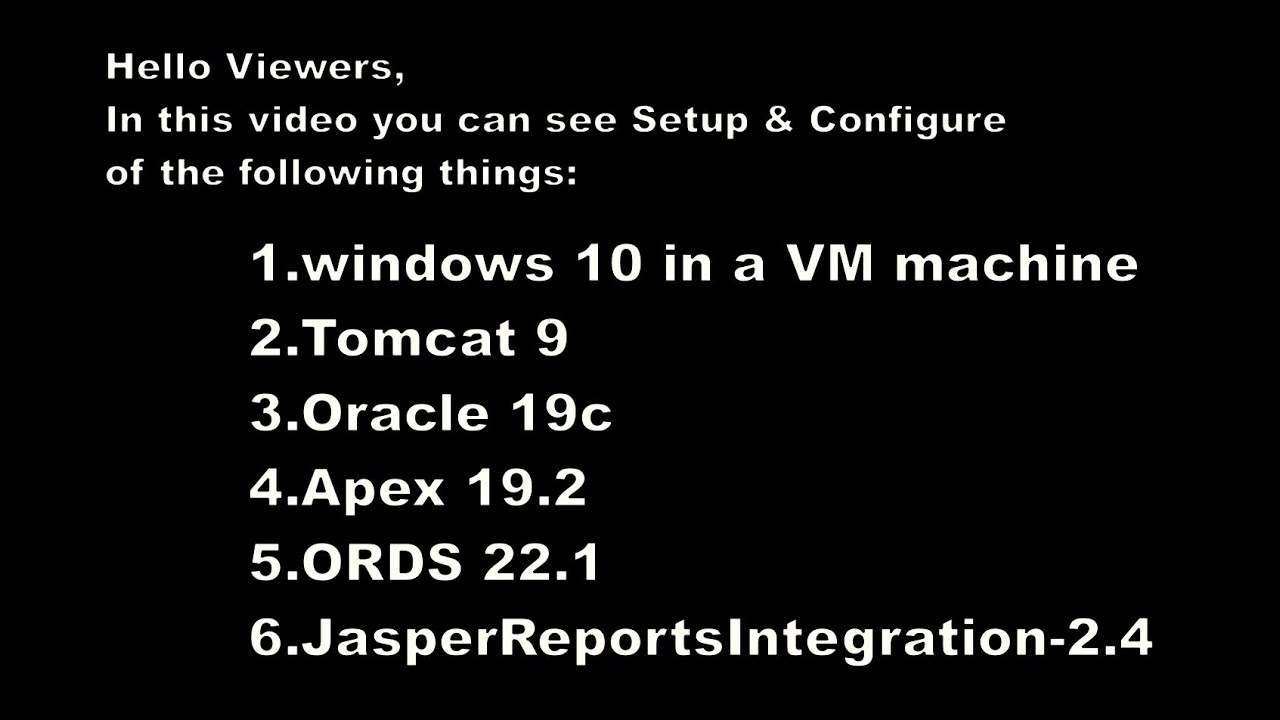Install JDK- Tomcat- Oracle- Apex- ORDS- JasperReportsIntegration in windows 10