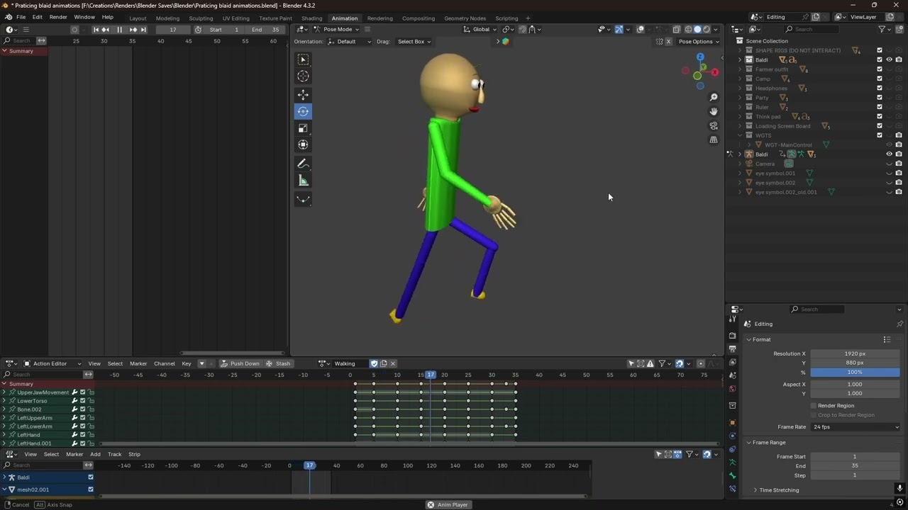 Just random Baldi Walk,Run, and Dance animations