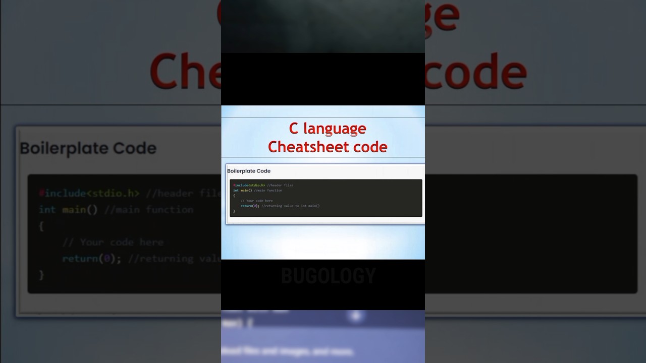 Cheatsheet code for C programming language basic|#bugology #cheatcodes #cheat #programming#ytshorts