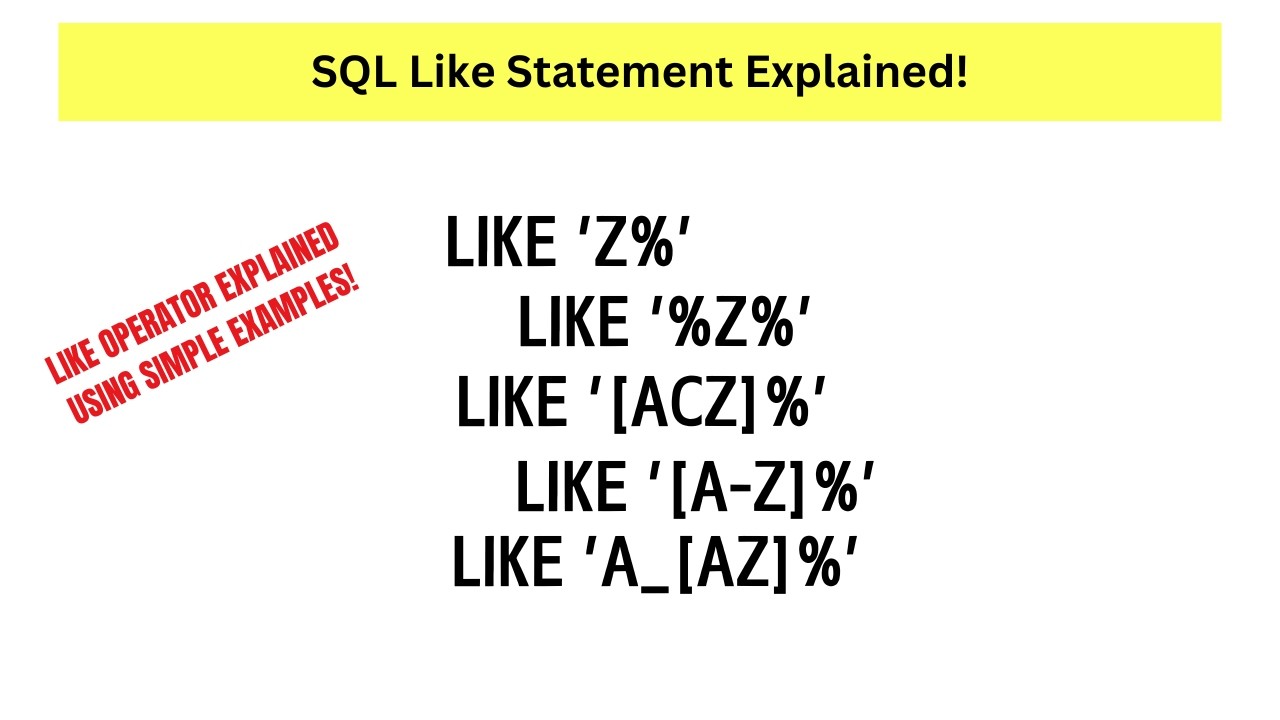 SQL Like Statement Explained Using Simple Examples!